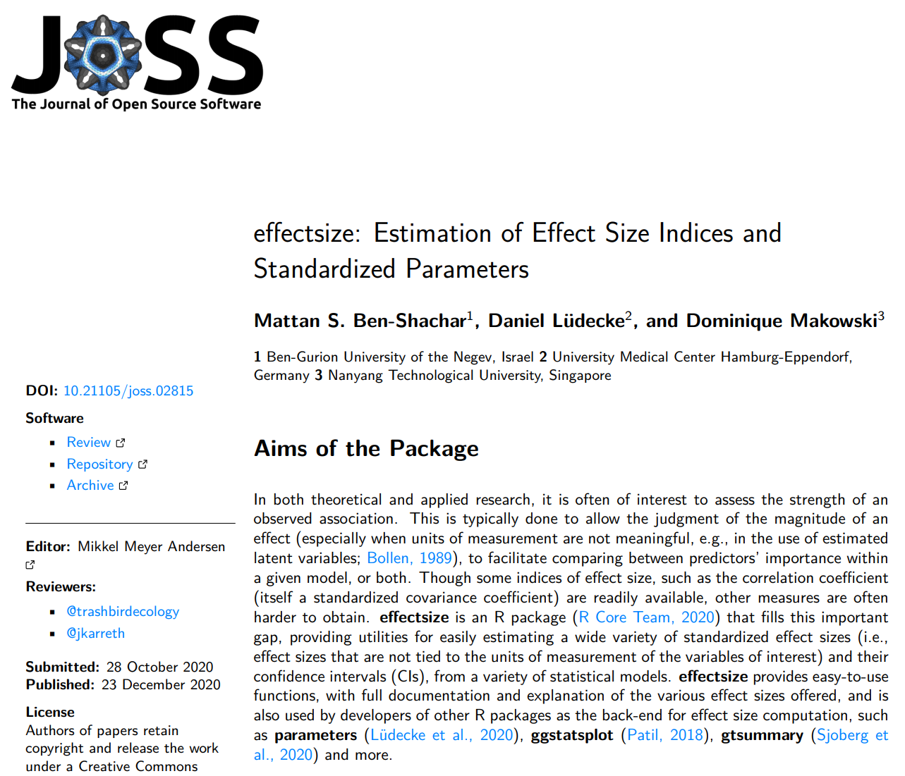 effectsize: Estimation of Effect Size Indices and Standardized Parameters | Dr Dominique Makowski